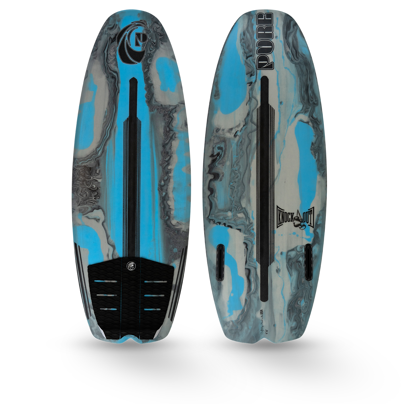 Knock-Out - Blue and Grey Resin Swirl 4'6" – Pure Wakesurf